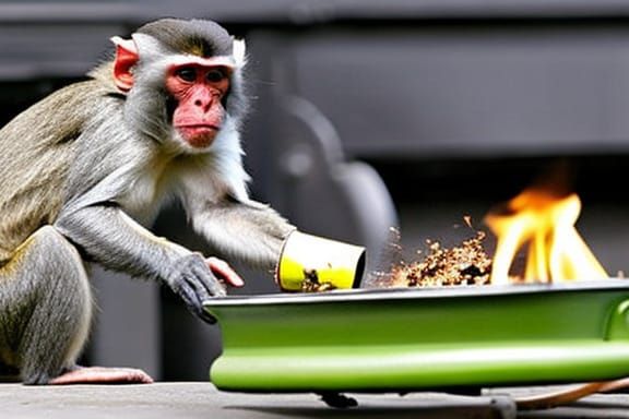 Monkey cooking a bomb - AI Generated Artwork - NightCafe Creator