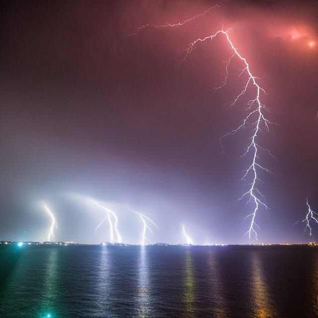 Lightning Over Water - AI Generated Artwork - NightCafe Creator