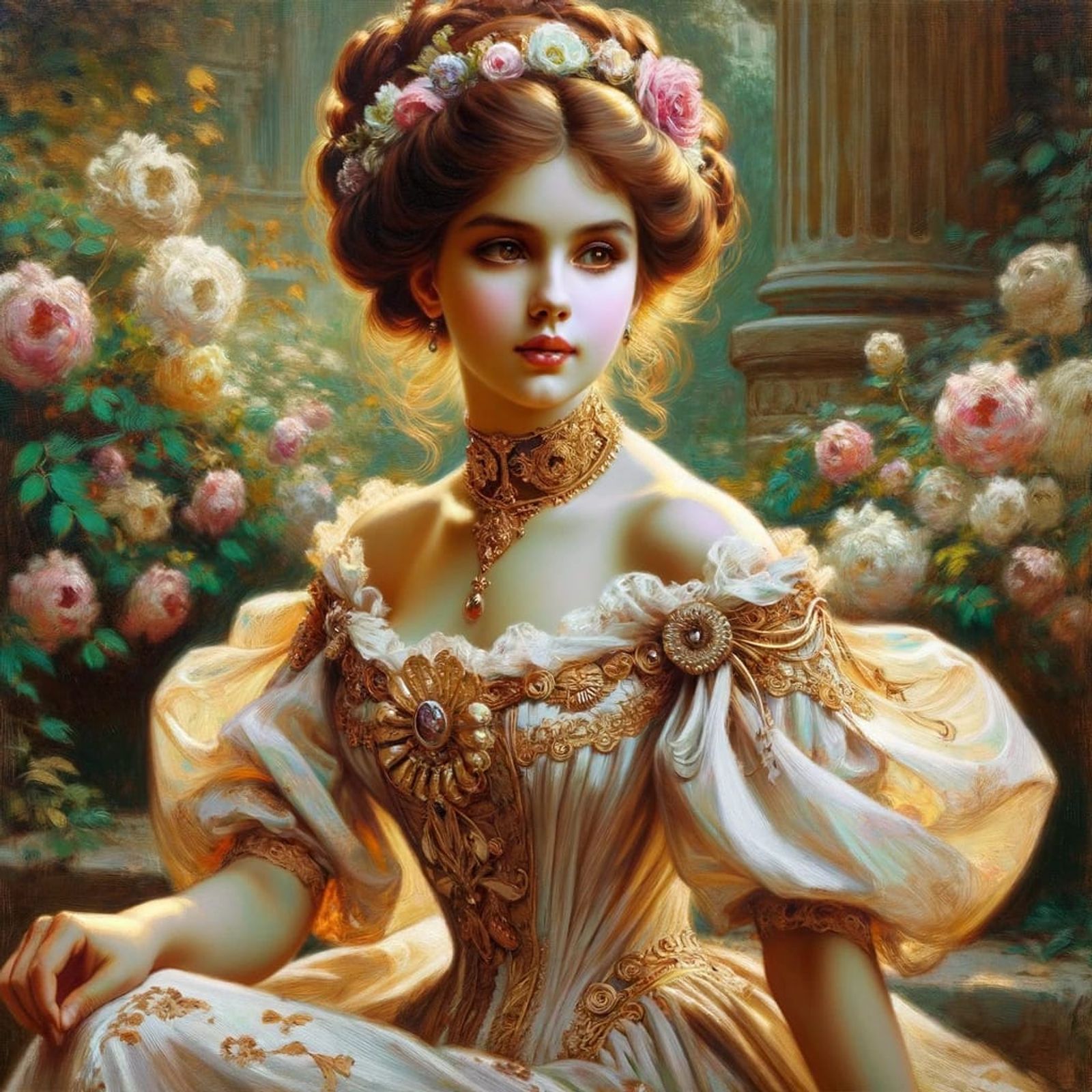 Oil painting of Seraphina in the style inspired by Wilhelm Gallhof's ...