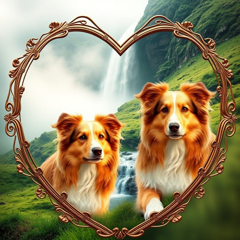 Shelties, Heart Frame - Shelties, Heart Frame