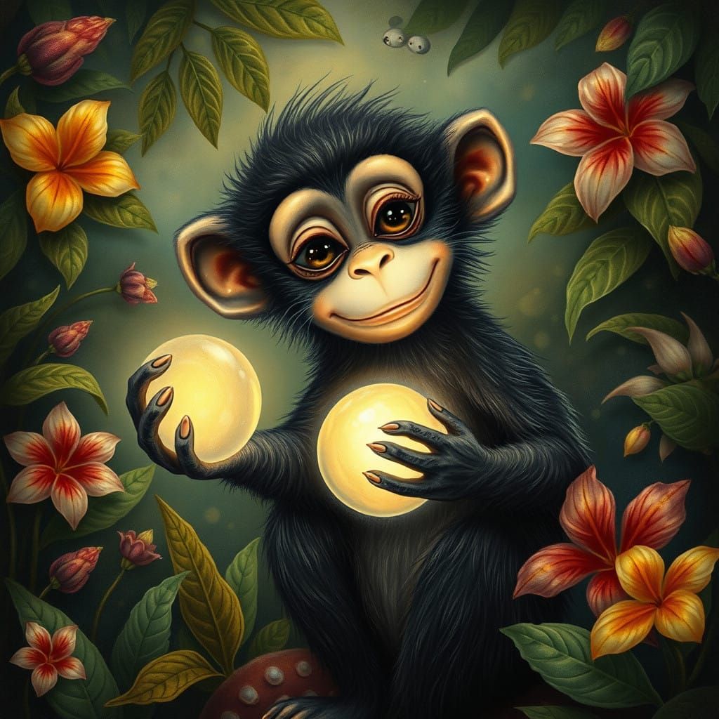 the monkey's magic - Whimsical Jungle Sorcerer Monkey