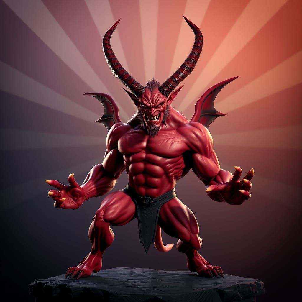 Heroic Red Demon in Deep, Moody Anime-Inspired Lan... - AI Art