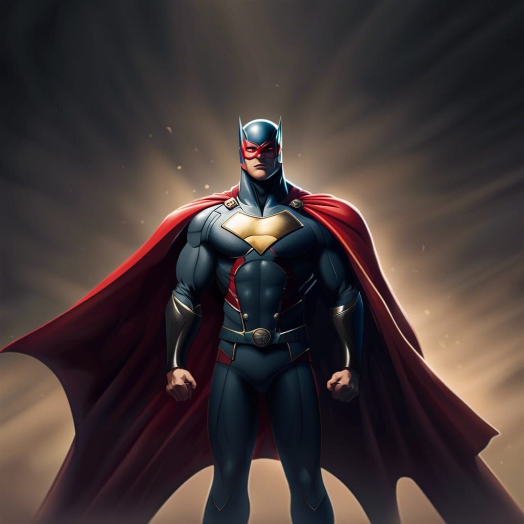 a caped superhero standing triumphant - AI Generated Artwork ...