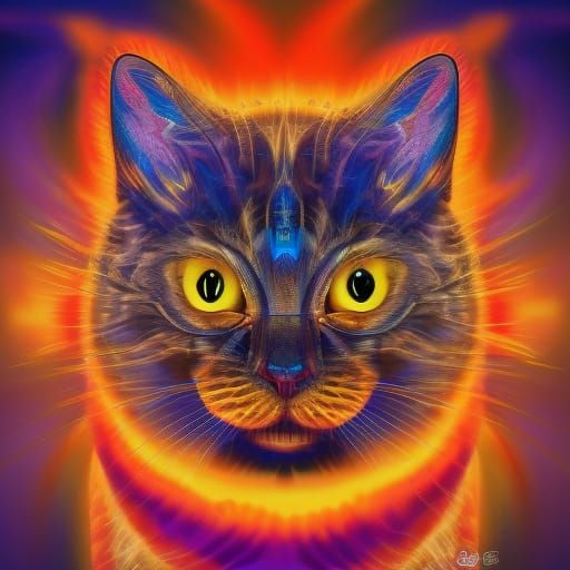 Kosmic Kitty (12) - Trippy Psychedelic Cat - AI Generated Artwork ...