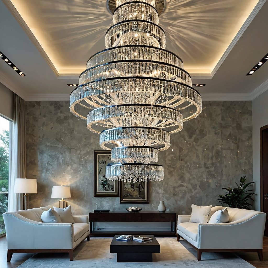 Arch Lighting Design with Illuminated Chandelier