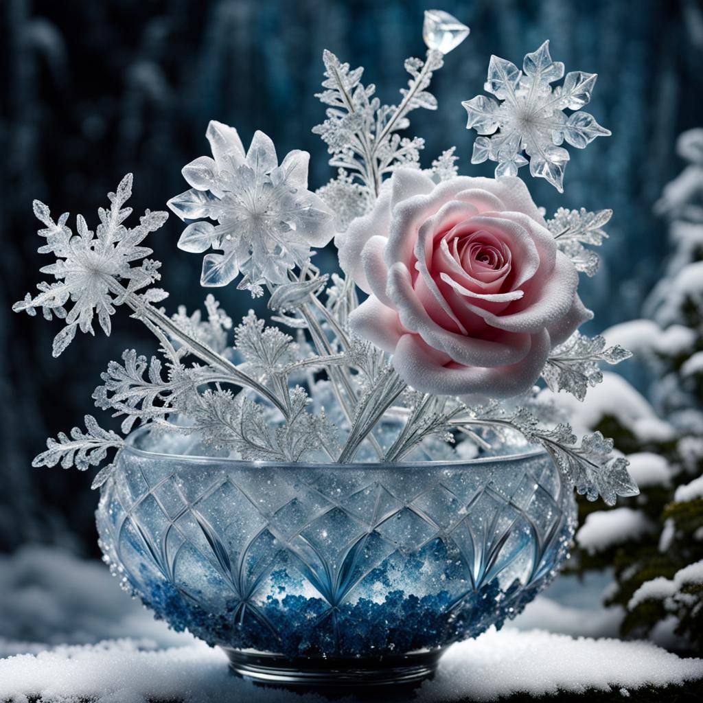 Ice crystal roses - AI Generated Artwork - NightCafe Creator
