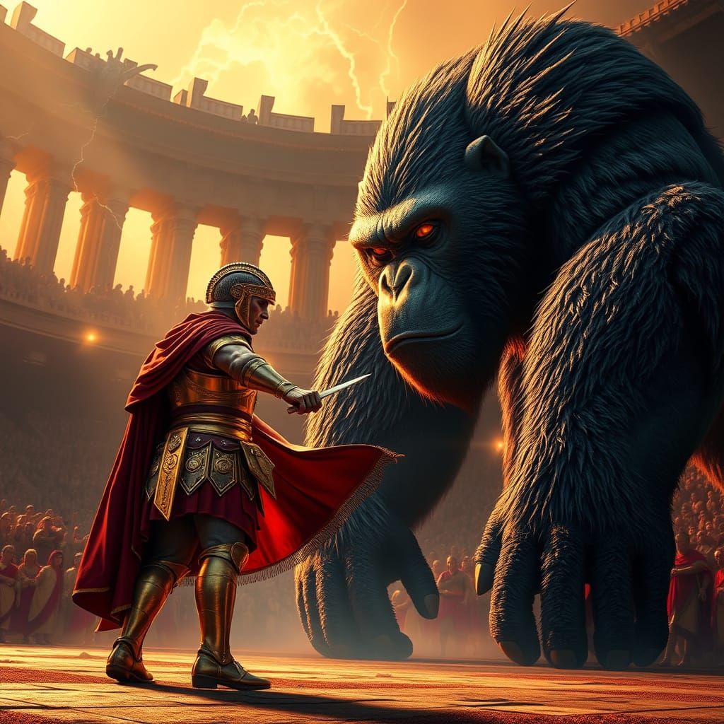 Julius Ceasar vs Ceasar the Ape - Ancient Roman Gladiator Fa...