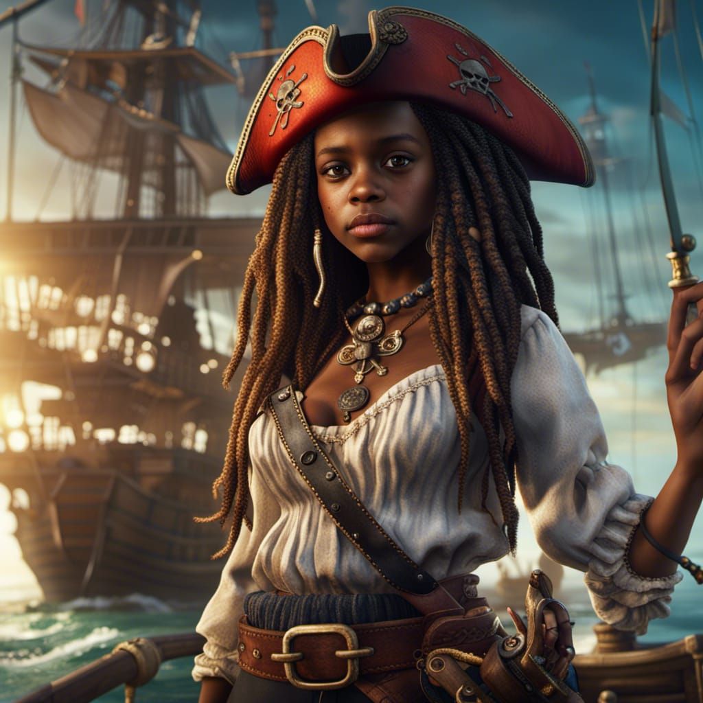 Little African American girl as a pirate - AI Generated Artwork ...