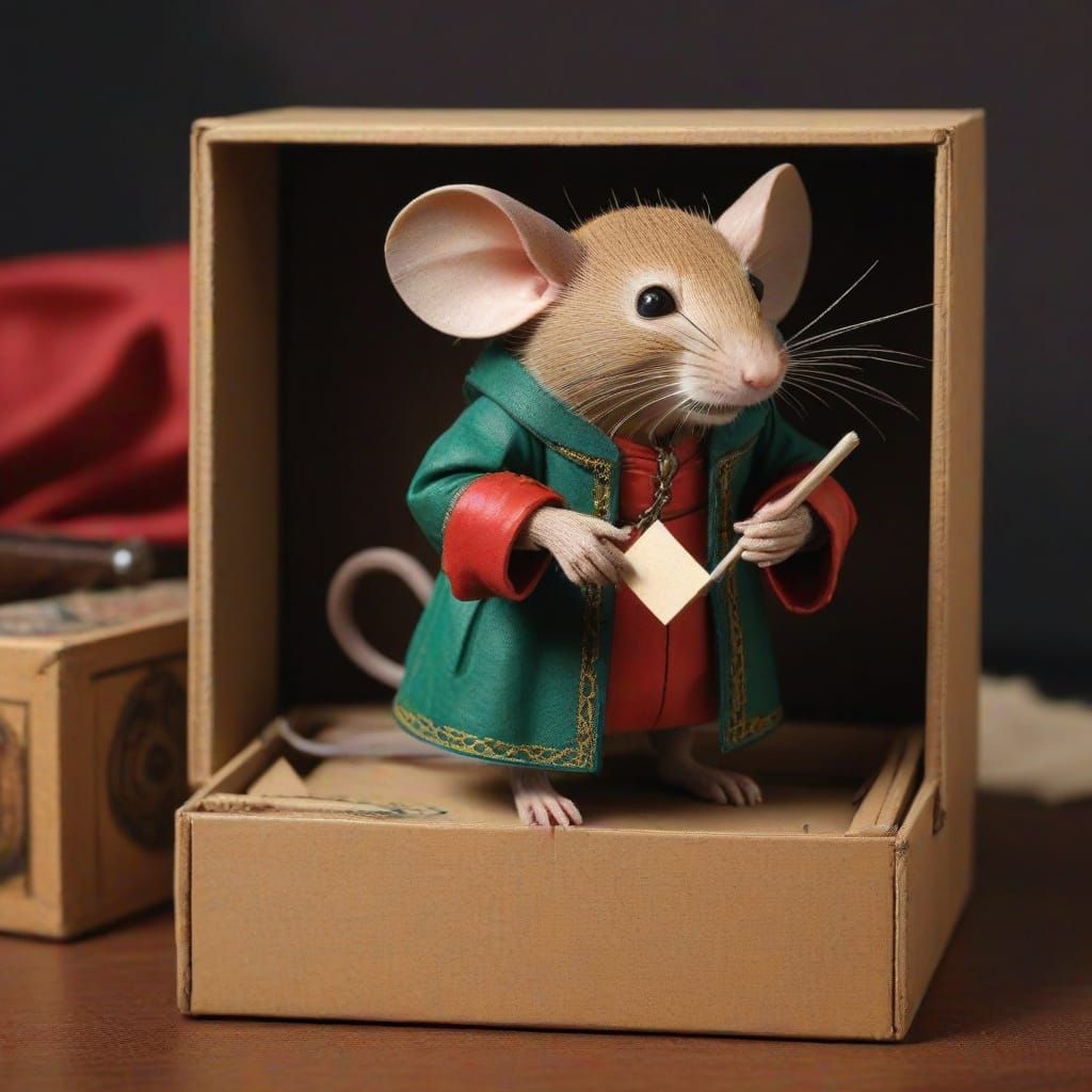 Mouse in Baroque Action Figure Boxes - AI Art