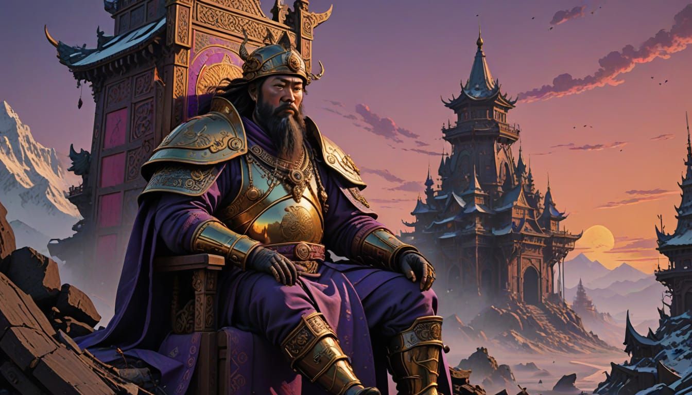 Mongol Emperor Timur on his throne - Mongol Emperor Timur Re...