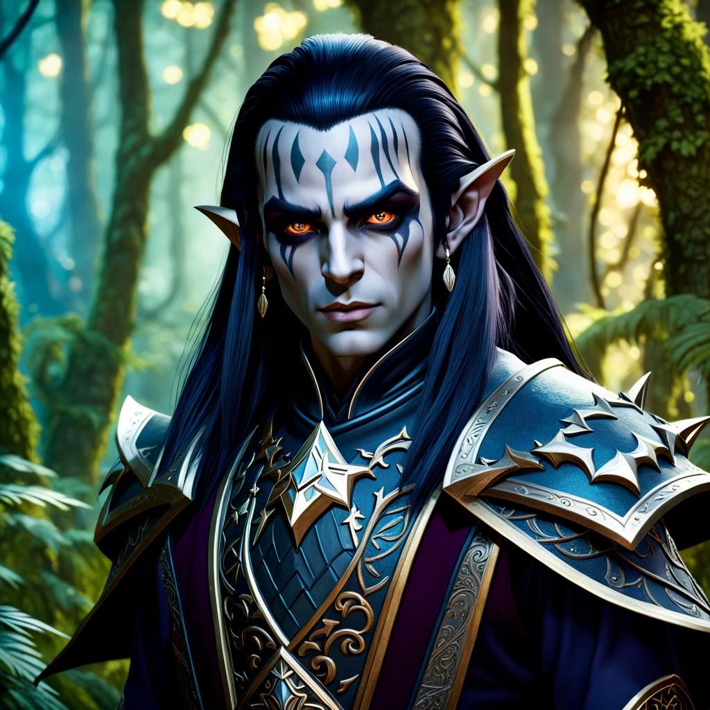 A male dark elf warlock in the forest. - AI Generated Artwork - NightCafe Creator