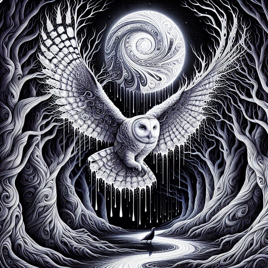 Ink owl - AI Generated Artwork - NightCafe Creator