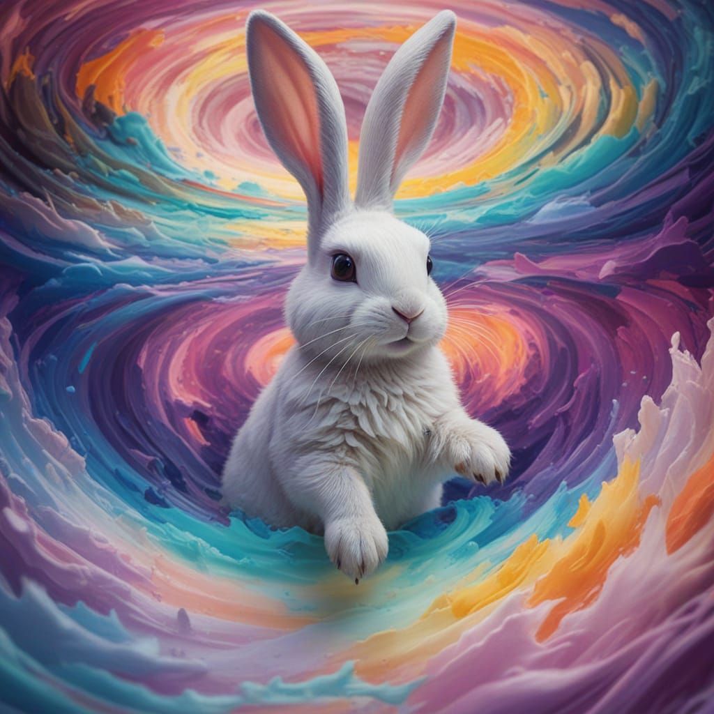 Psychedelic Easter bunny dream - Surreal Easter Bunny in a C...