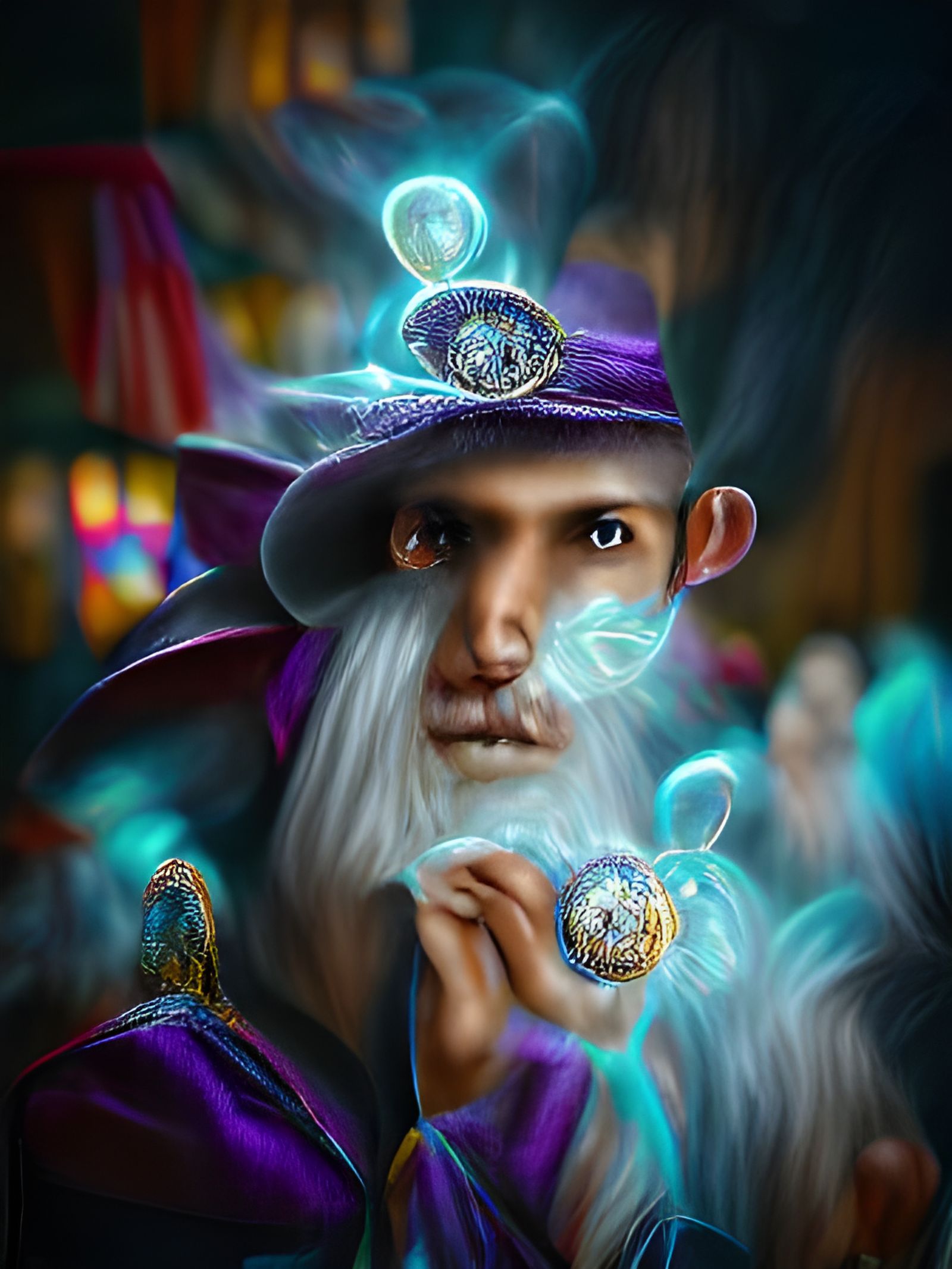 Merlin the seer - Ethereal Merlin Illustration in Steampunk ...