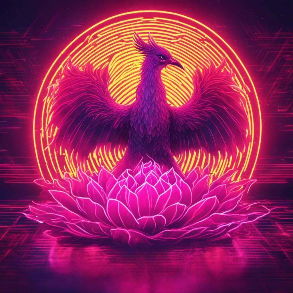 Phoenix rising from a spiritual lotus flower - AI Generated Artwork ...