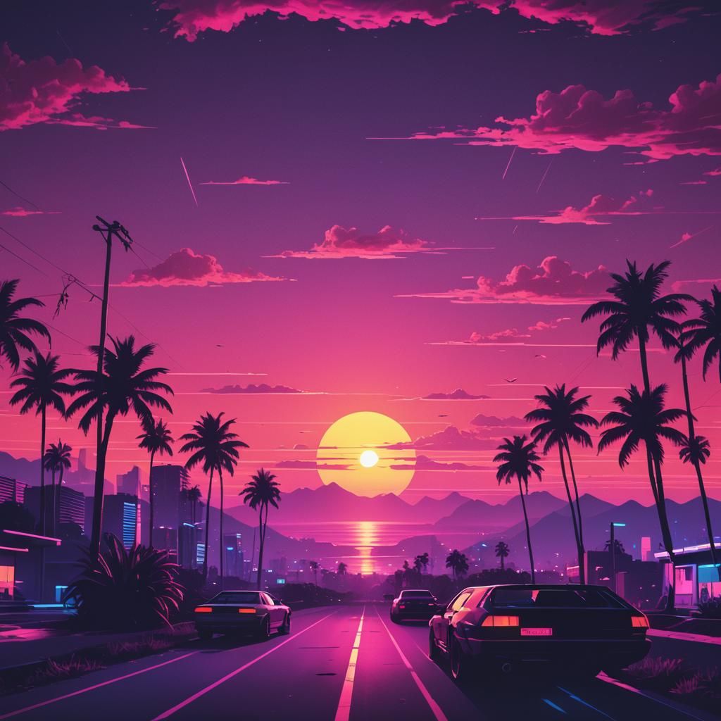 Synthwave Sunset - AI Generated Artwork - NightCafe Creator