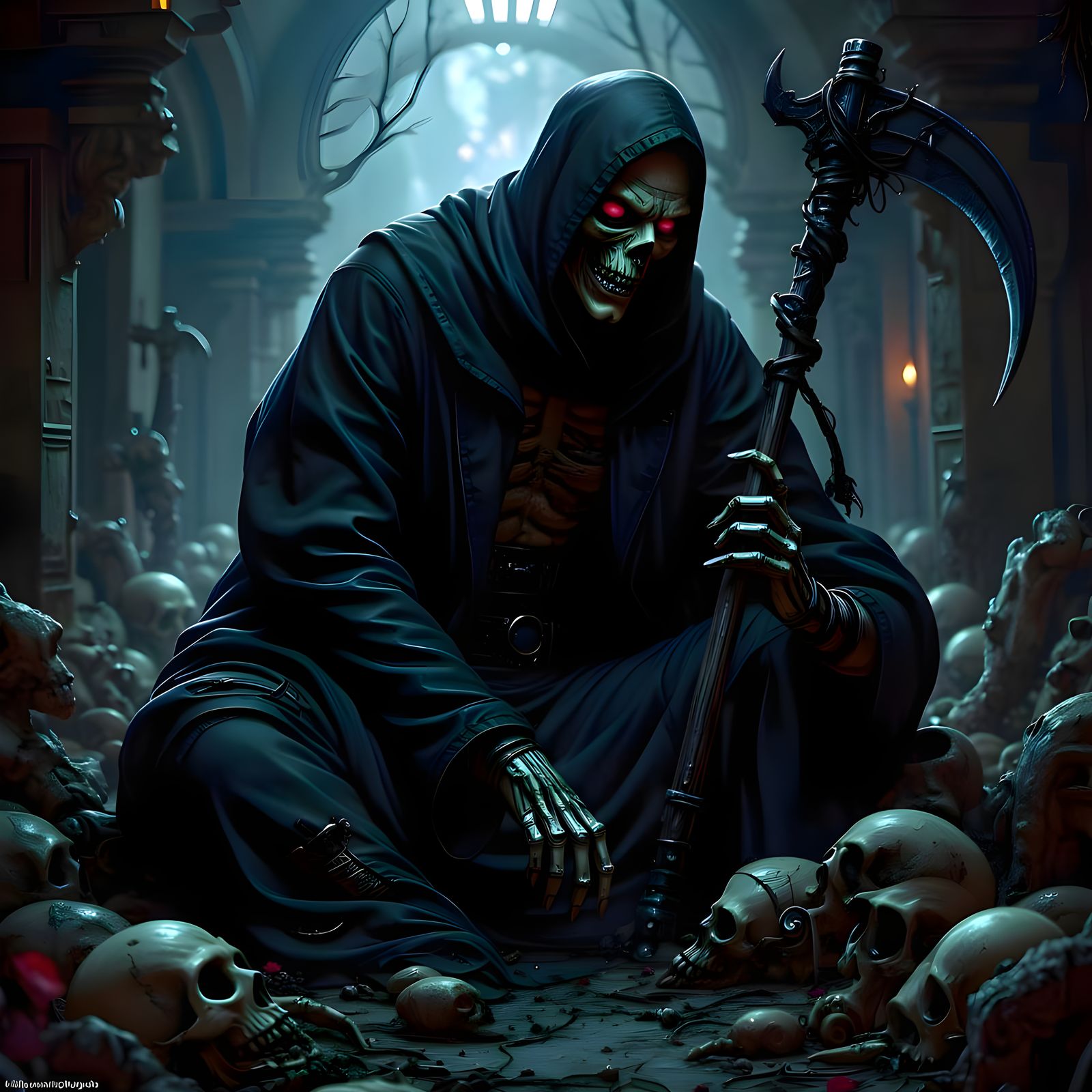 A beautiful morbid,creep ,sinister, creepy, crypt, grim reaper, head ...