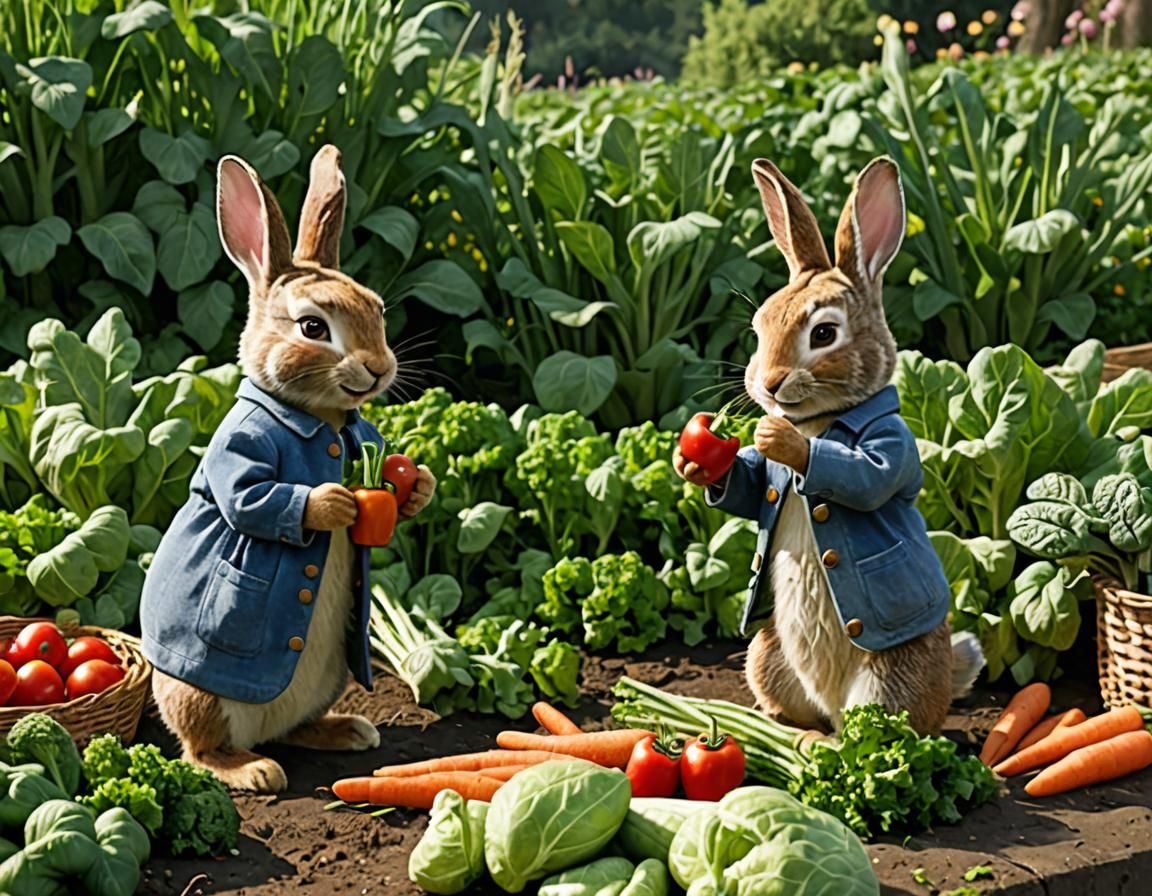Beatrix Potter's rabbits eat vegetables - AI Generated Artwork ...