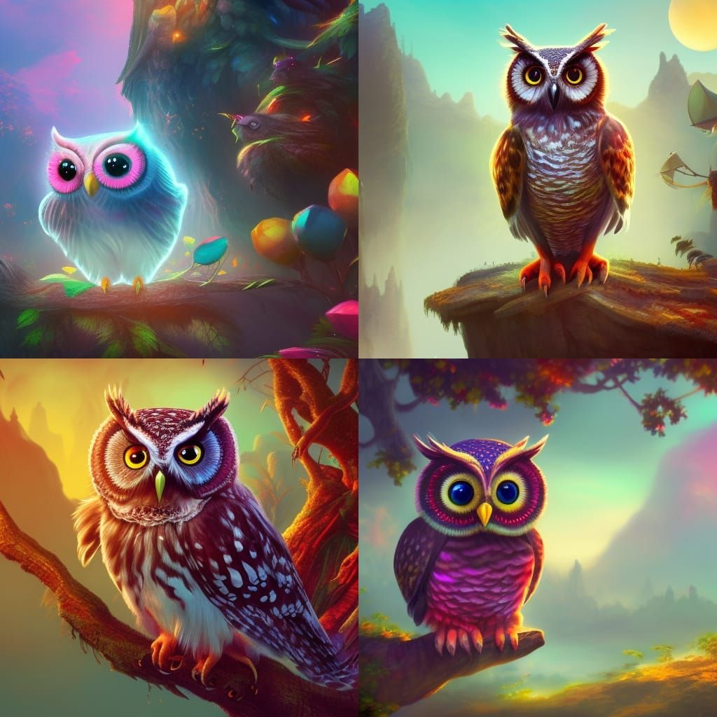 Rainbow owls - AI Generated Artwork - NightCafe Creator