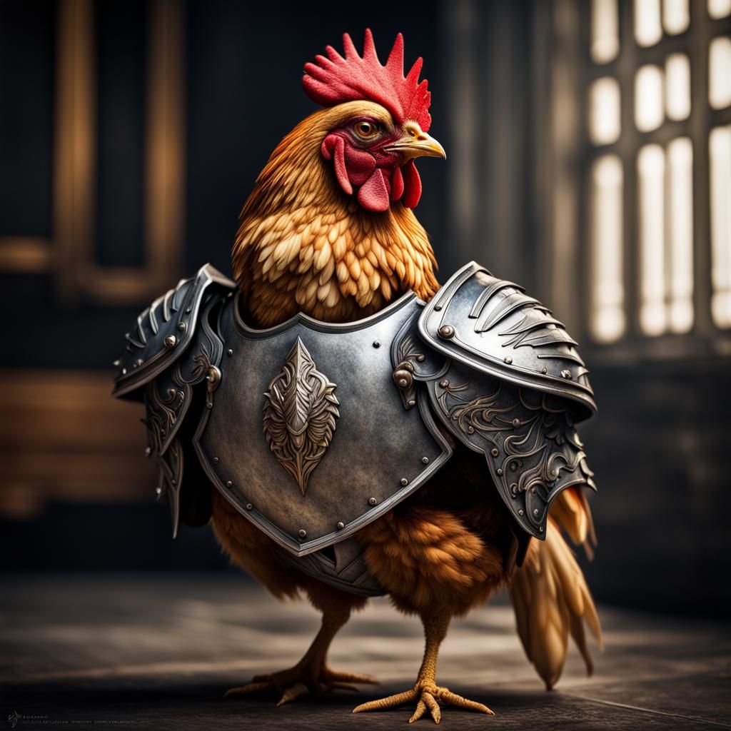 Chicken wearing armor - AI Generated Artwork - NightCafe Creator