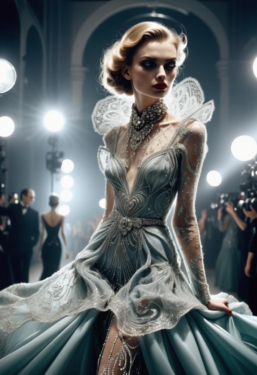 Model, fashion, woman - Glamorous Woman Struts Down the Catw...