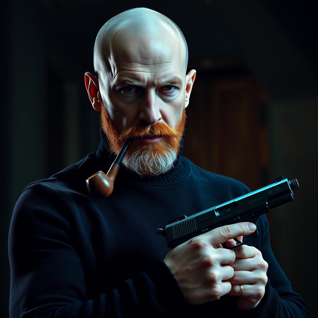 Tough MI6 Operative in Noir-Inspired Spy Gear - AI Art