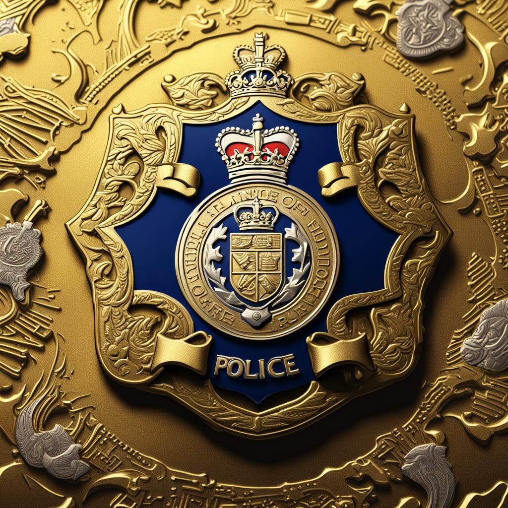 Dedicated to the British Police, British police emblem imprinted on the ...