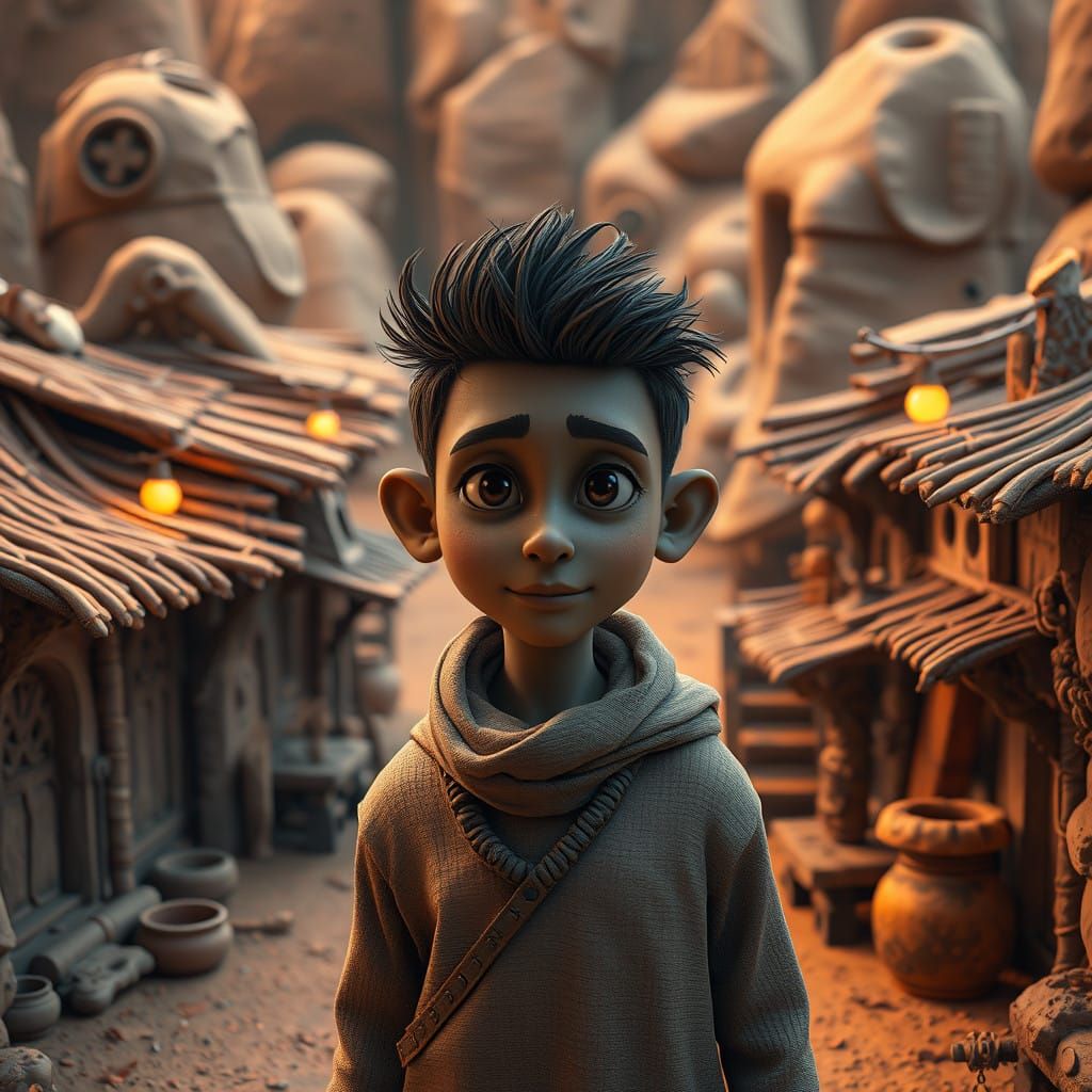 Hyper-Realistic Village Portrait in Pixar-V-Ray St... - AI Art