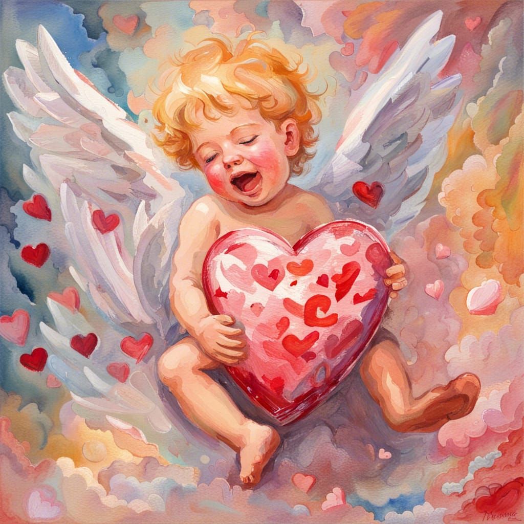Little valentines cherub singing - AI Generated Artwork - NightCafe Creator