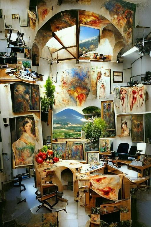 Beautiful Italian art studio - AI Generated Artwork - NightCafe Creator