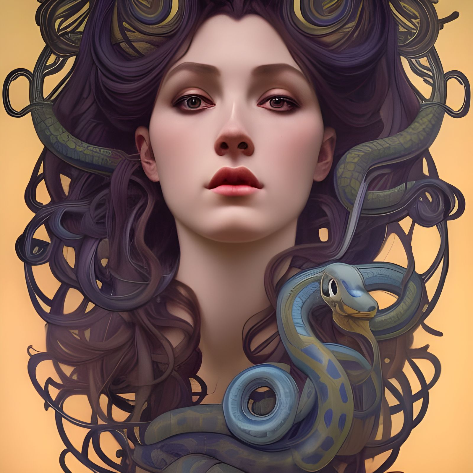Art Nouveau Medusa Portrait - AI Generated Artwork - NightCafe Creator