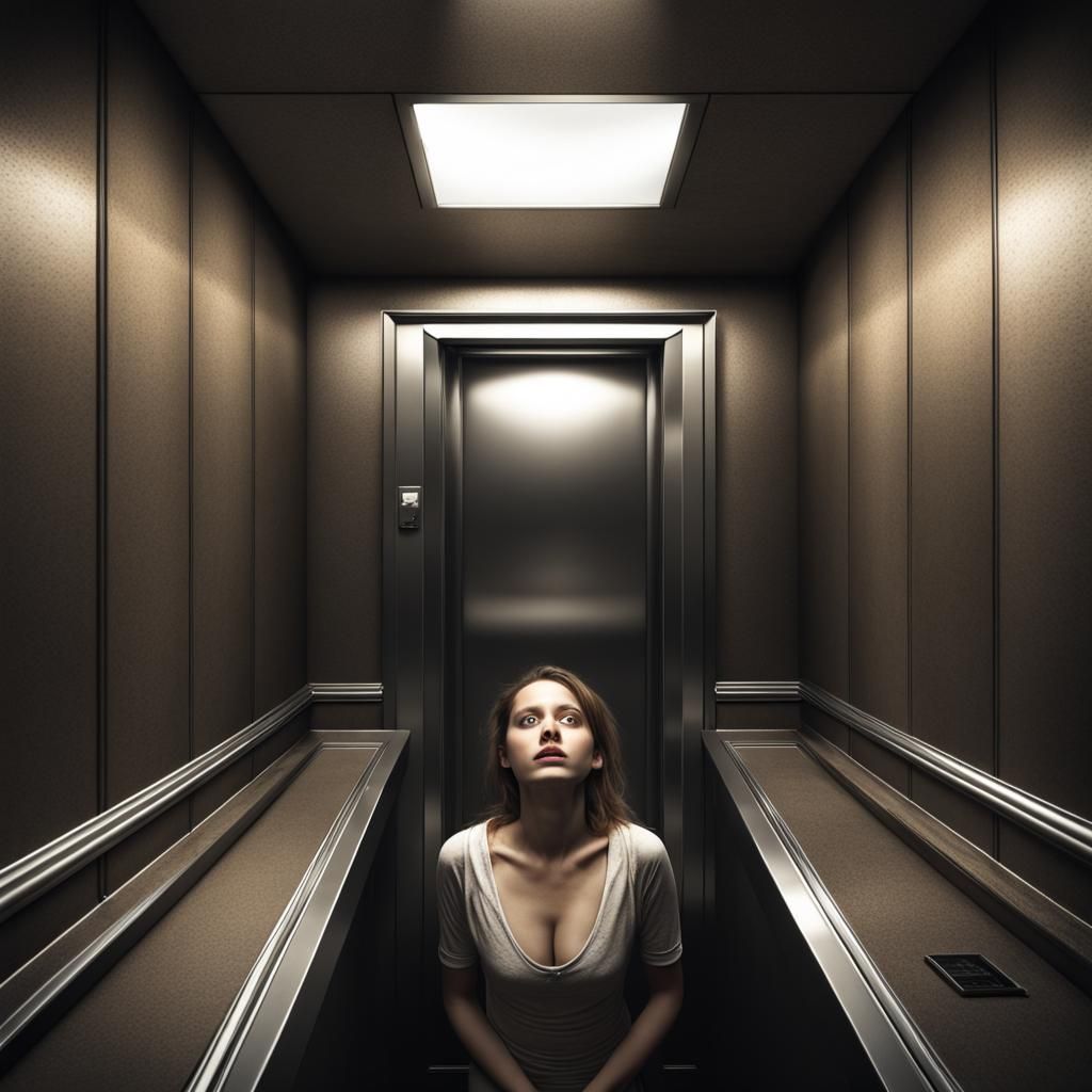 susi a young lady, dies in dark hole, buried, claustrophobia,. horror in elevator , hdr, 8k ...