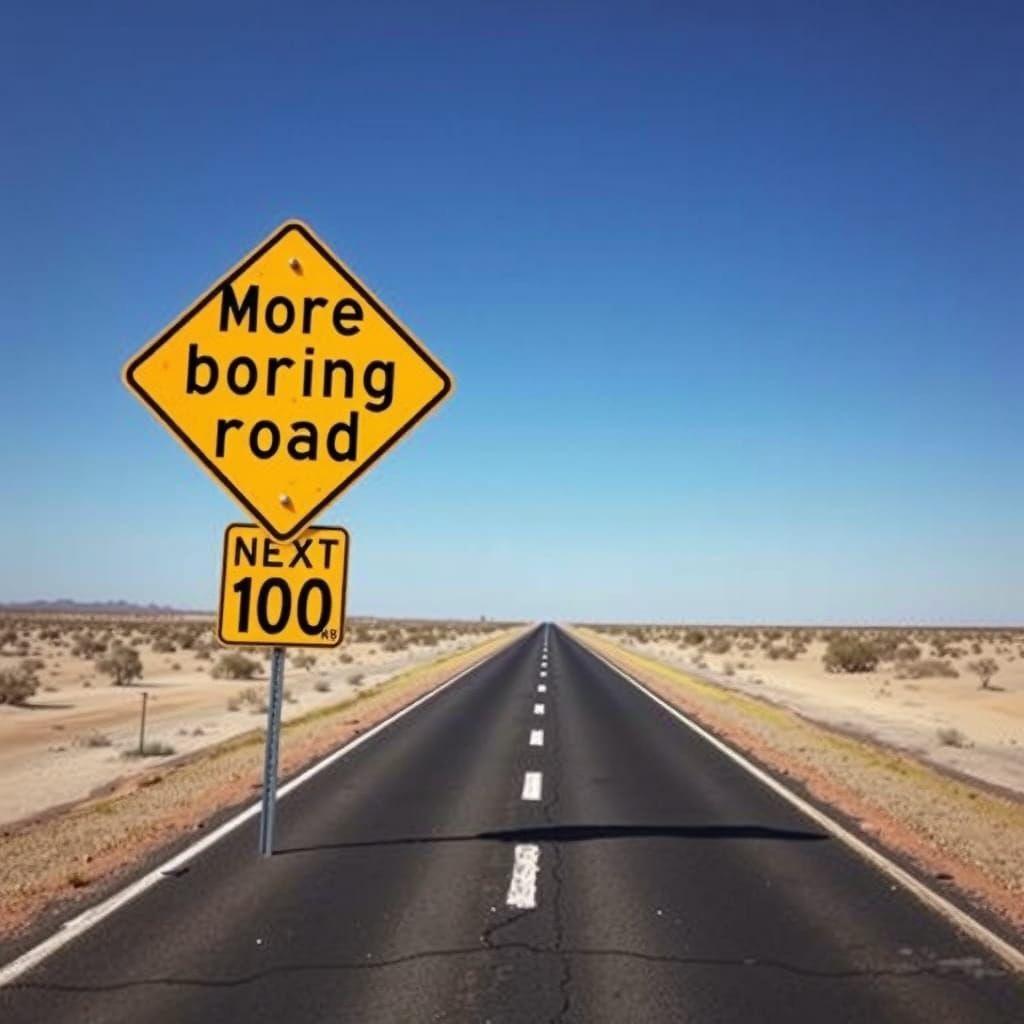Australian Desert Road Sign in Clear Lettering - AI Art