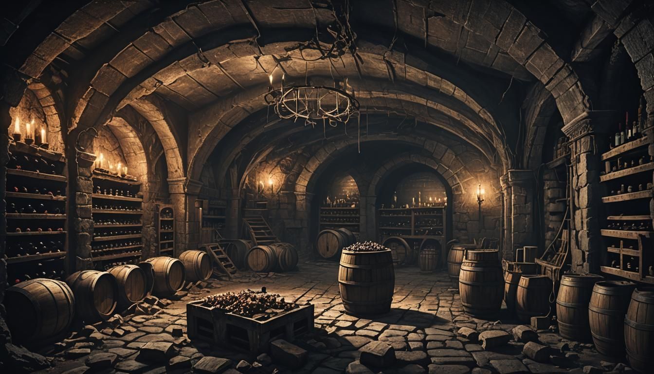 Fantasy mansion wine cellar - AI Generated Artwork - NightCafe Creator