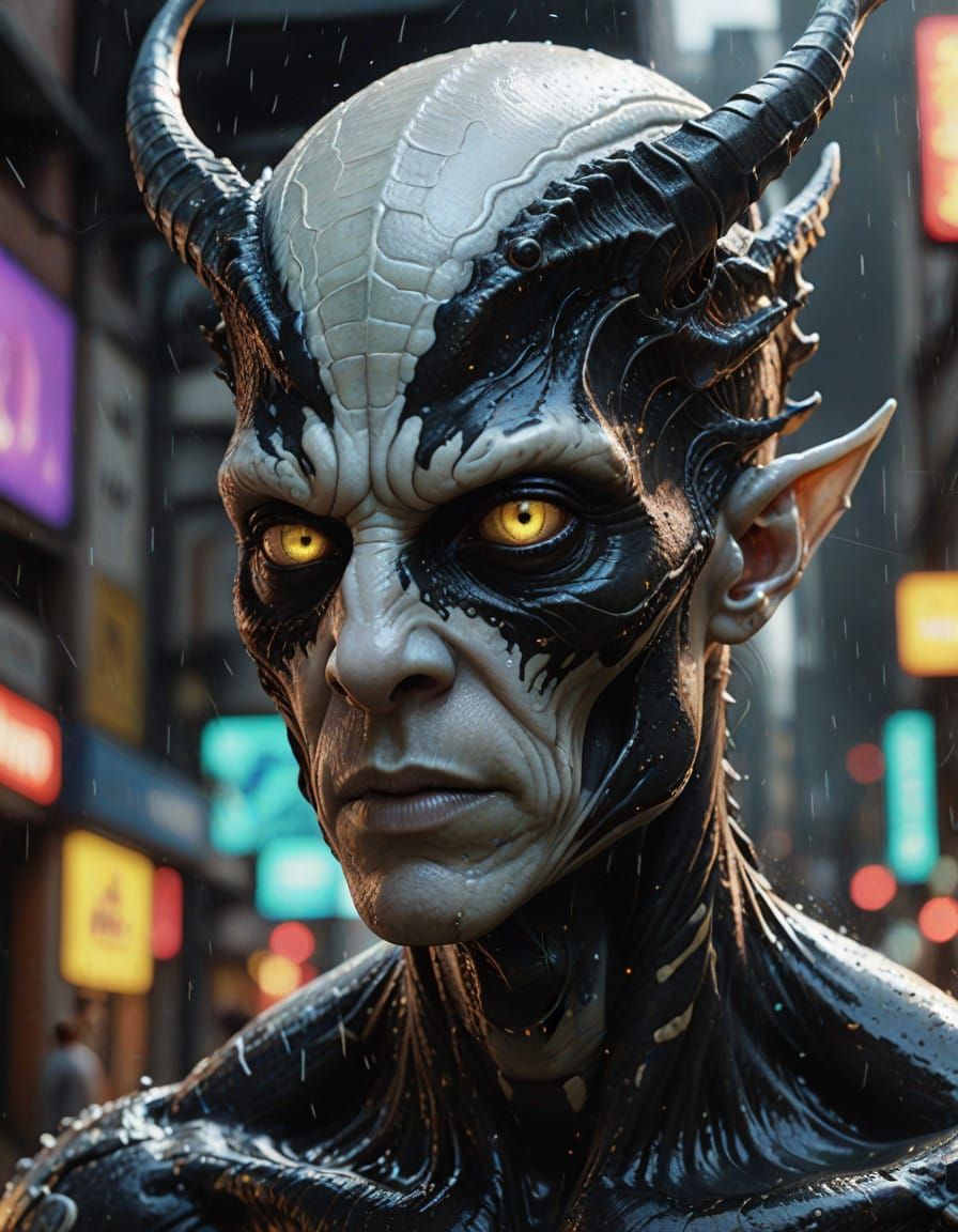 Surreal Alien Figure with Vitiligo in Hyperrealist... - AI Art