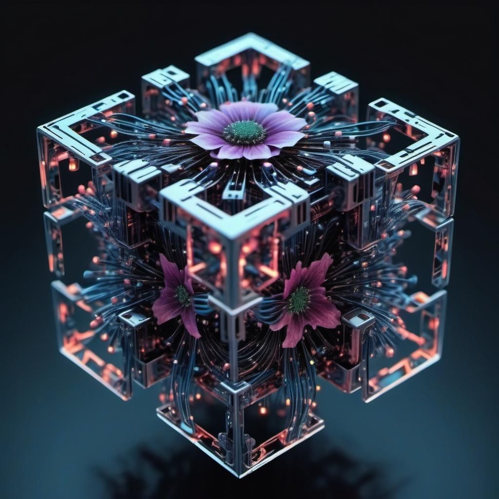Cybernetic Flower Cube III-V - AI Generated Artwork - NightCafe Creator
