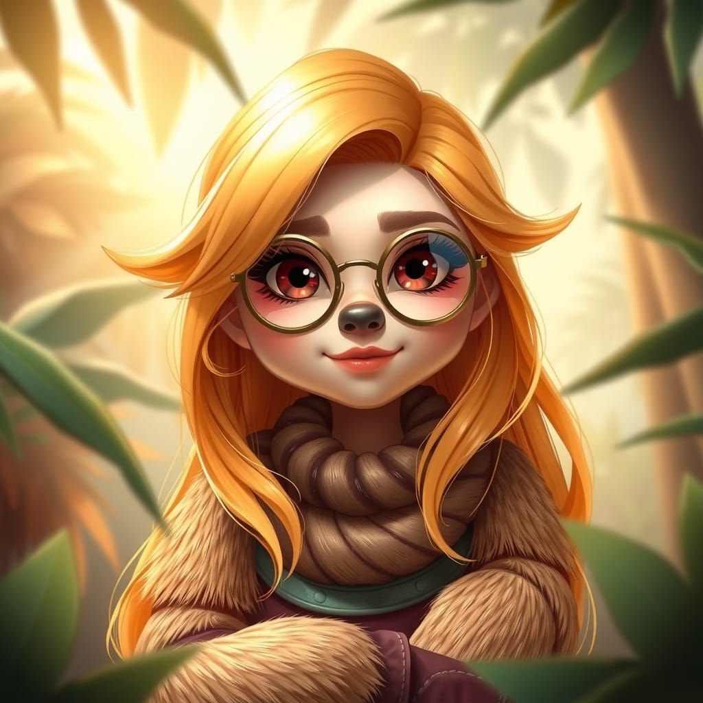 Lexa, the Sloth - Anthropomorphic Sloth Woman in Vibrant Jun...