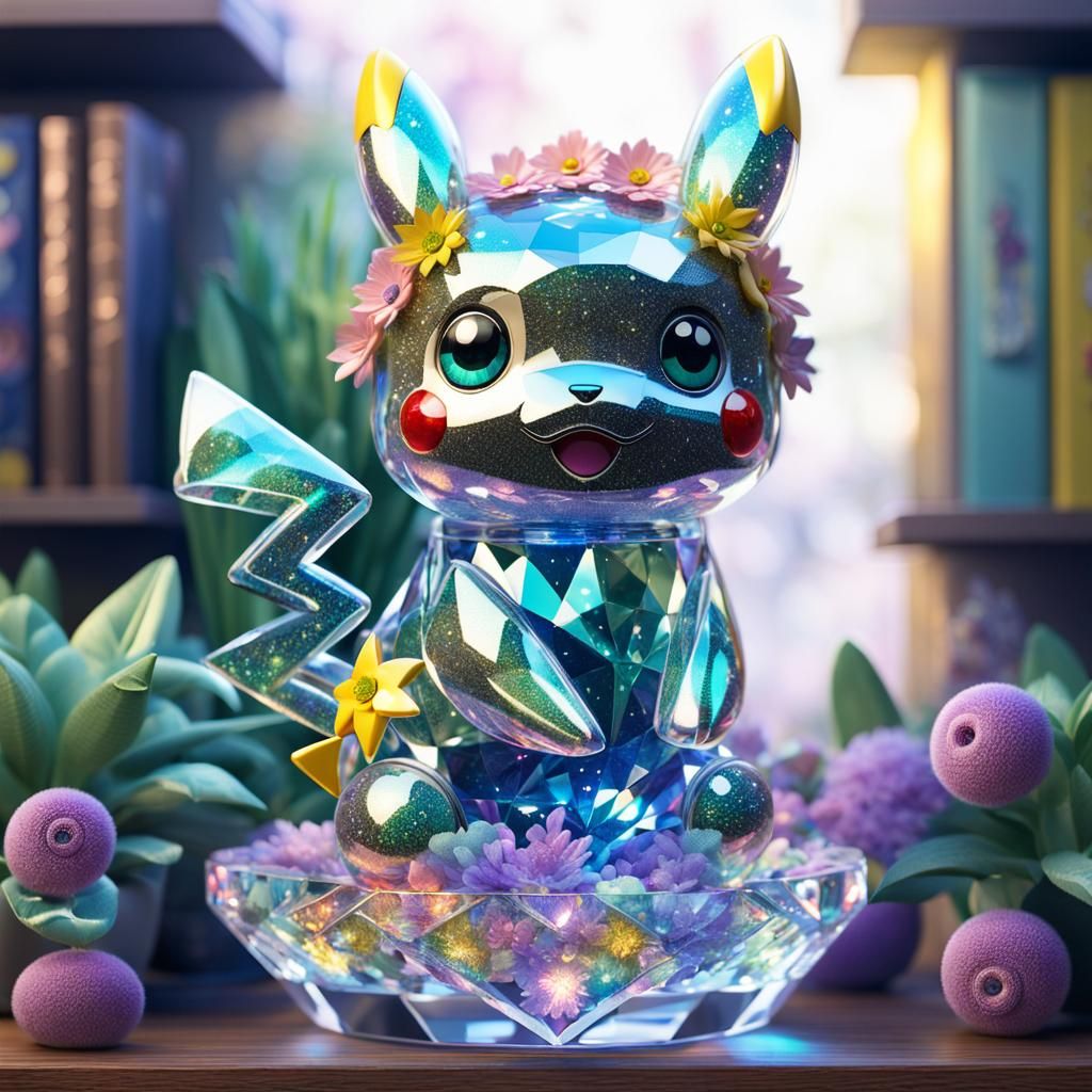 "Transparent Crystal Holo Pikachu doll." - AI Generated Artwork ...