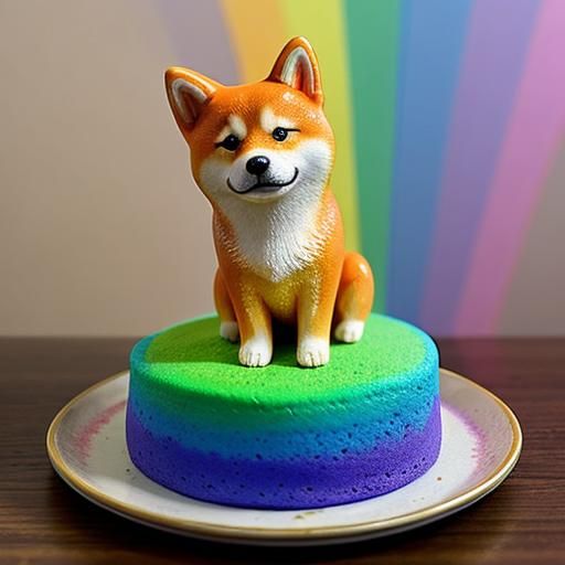 Shiba Inu sitting on a cake - AI Generated Artwork - NightCafe Creator