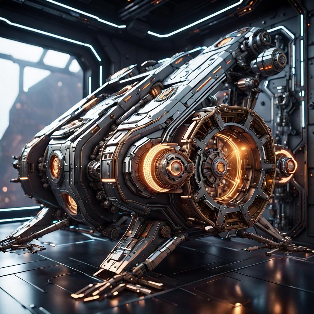 Starship wall intricate mech details, ground level shot, 8K resolution ...