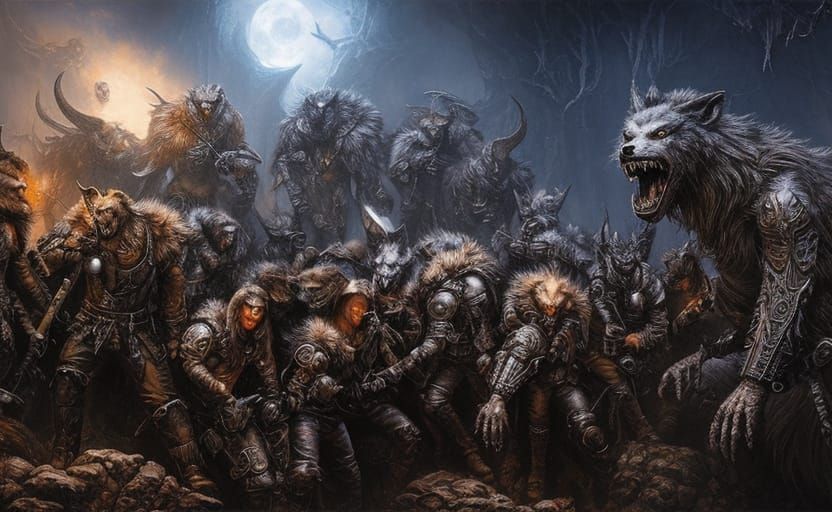 group of werewolves - AI Generated Artwork - NightCafe Creator