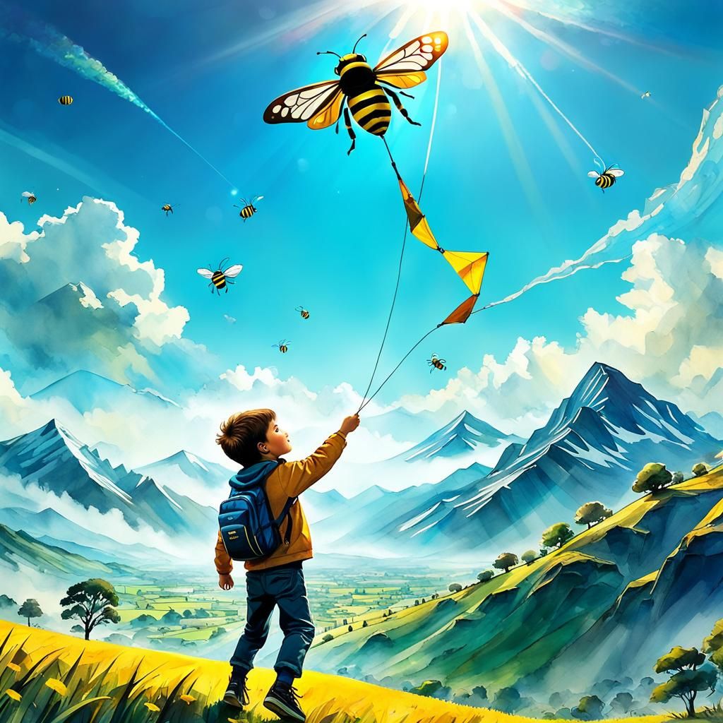 A bee-shaped kite - AI Generated Artwork - NightCafe Creator