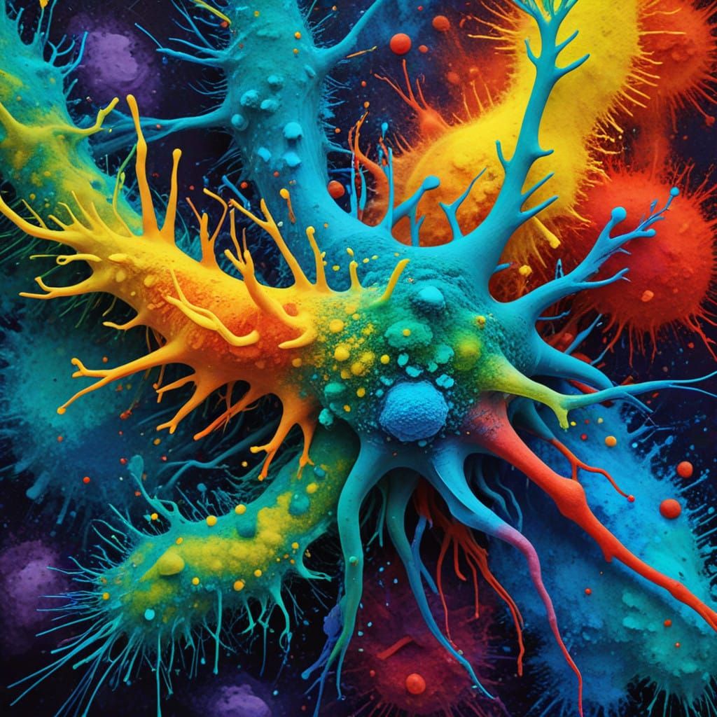 Microbial Metropolis in Vibrant Color - AI Art