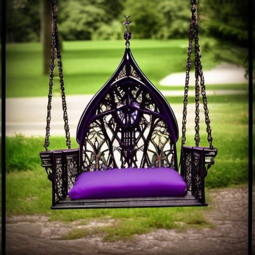 Beautiful gothic purple porch swing with black accents& gothic vibes ...