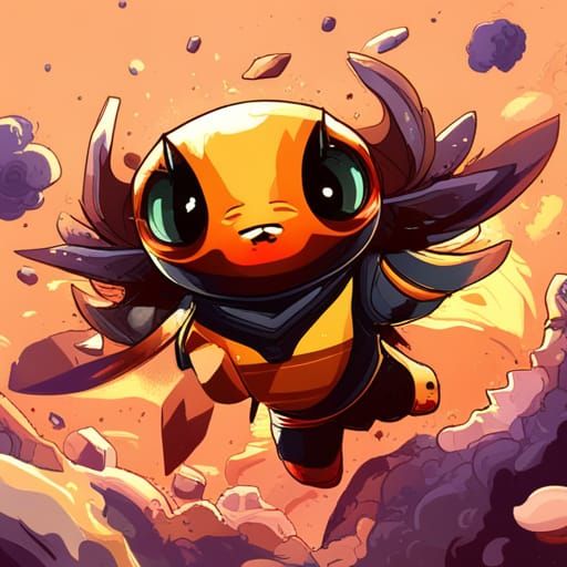 adorable shot of a furry chibi bumblebee in an explosion of black and ...