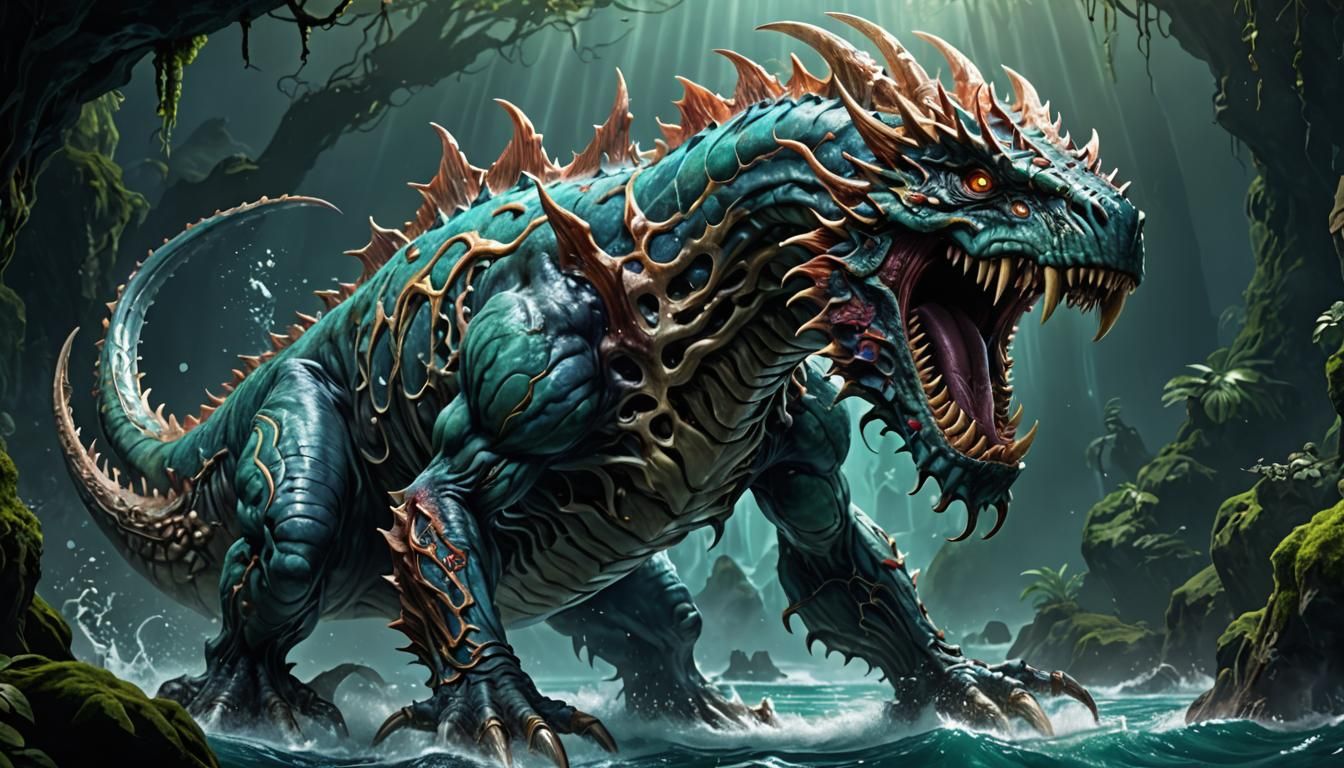 Sea Monster - Surreal Underwater Monster Emerges from the De...