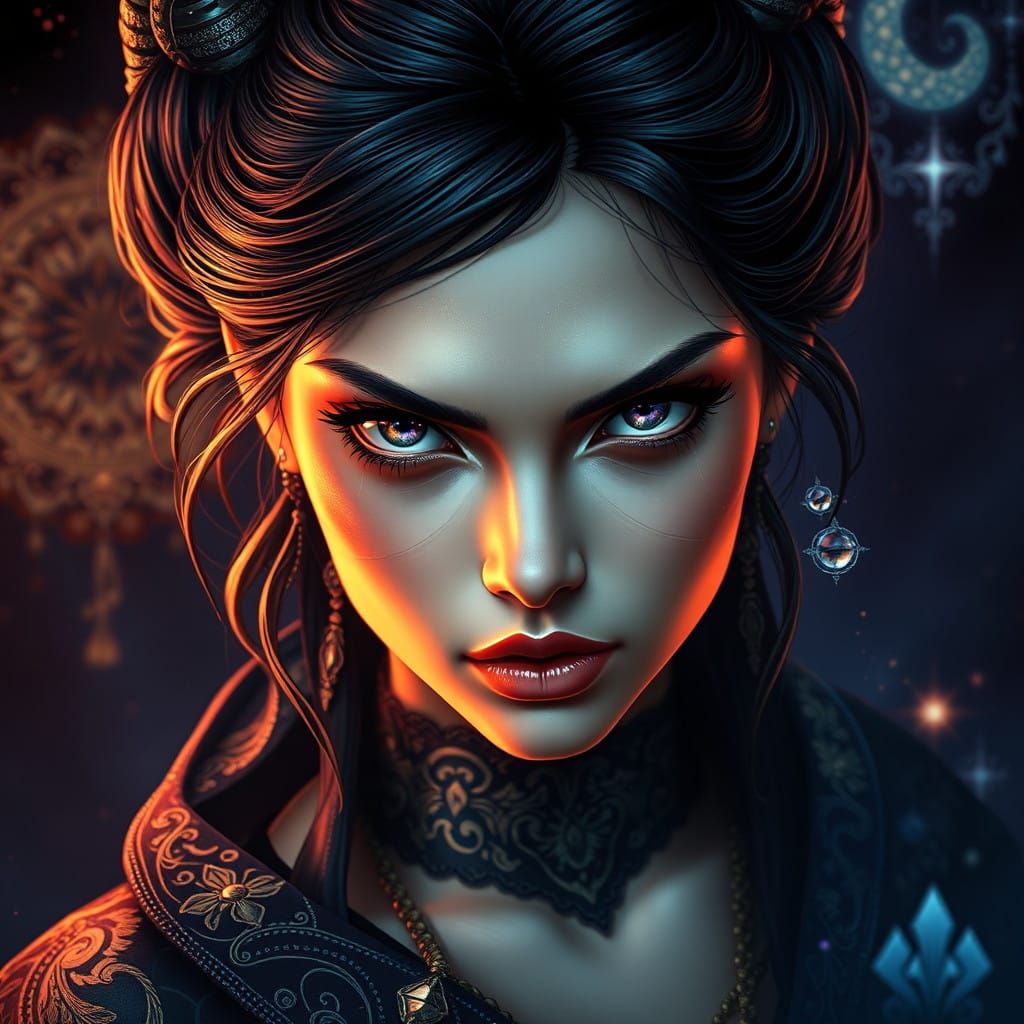 Mystical Scorpio Goddess in Celestial Attire - AI Art