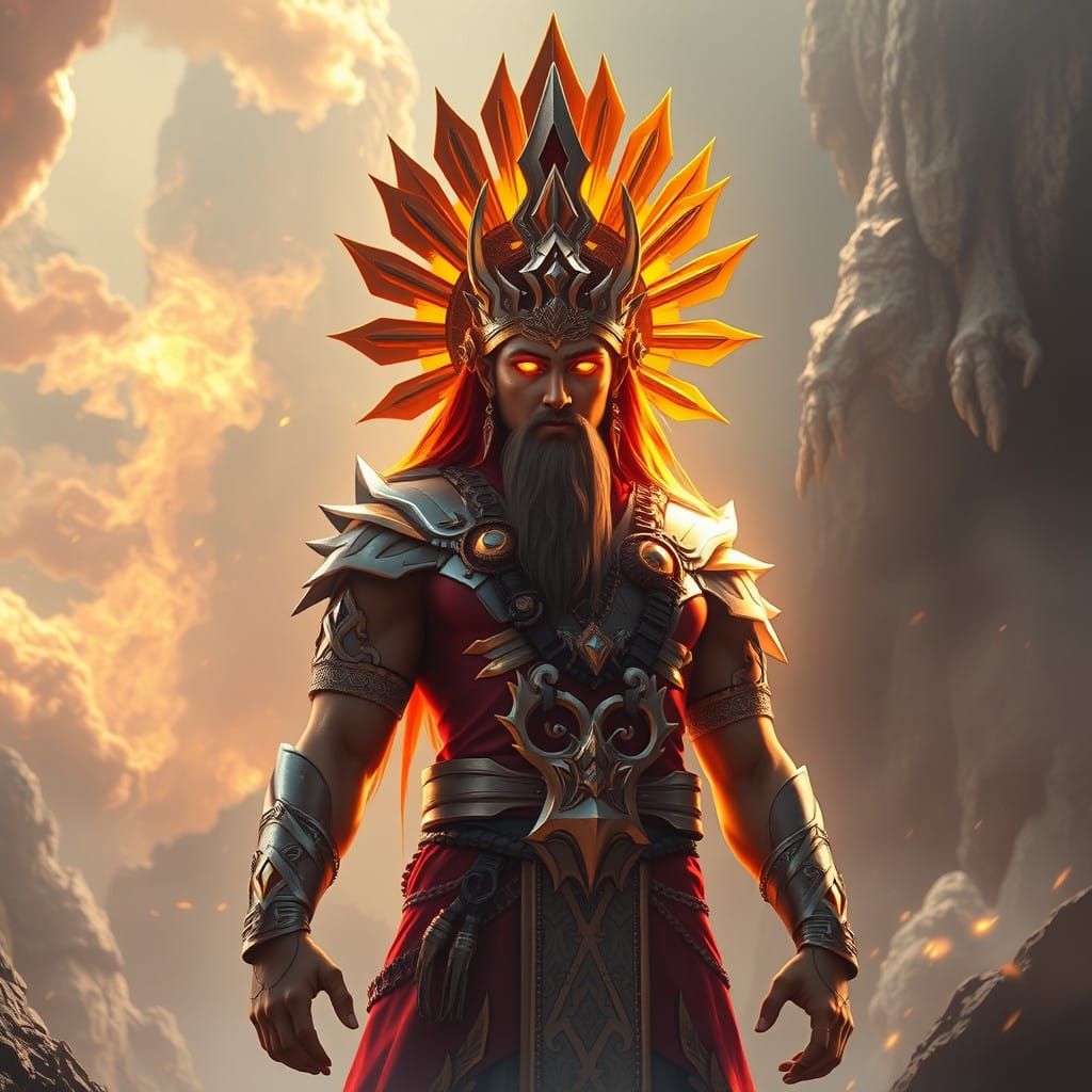 Hyper-Realistic Mithra, Iranian Sun God, in Vibran... - AI Art