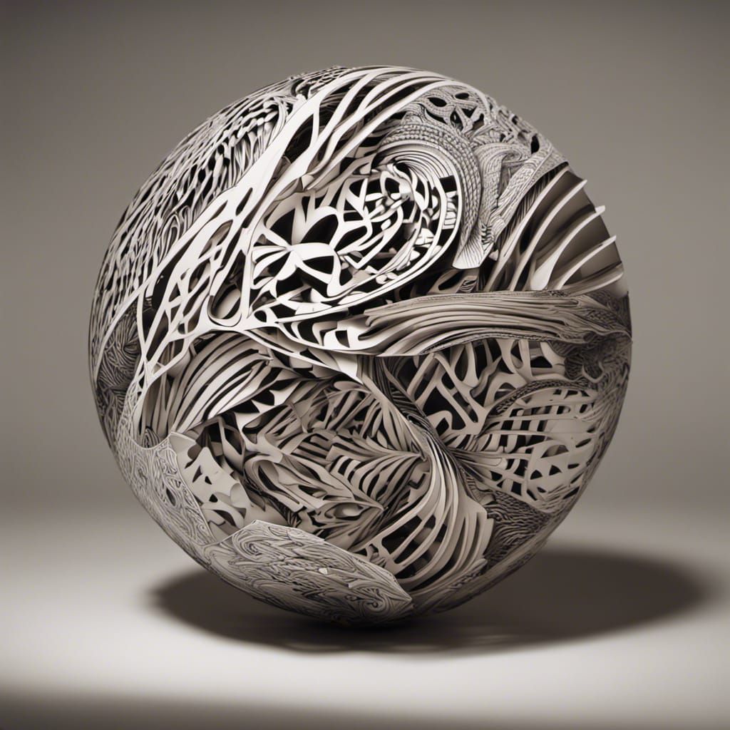 complex spherical zentangle, 3d effect, high contrast shadows ...