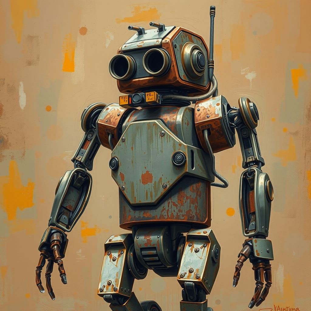 Rustic Robot Masterpiece in Impressionist Style - AI Art
